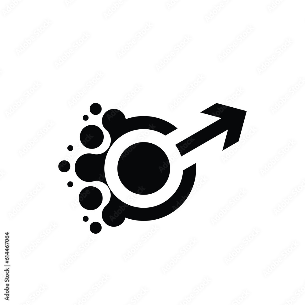 Masculism symbol, blue male fist color with arrow in circle vector sign ...