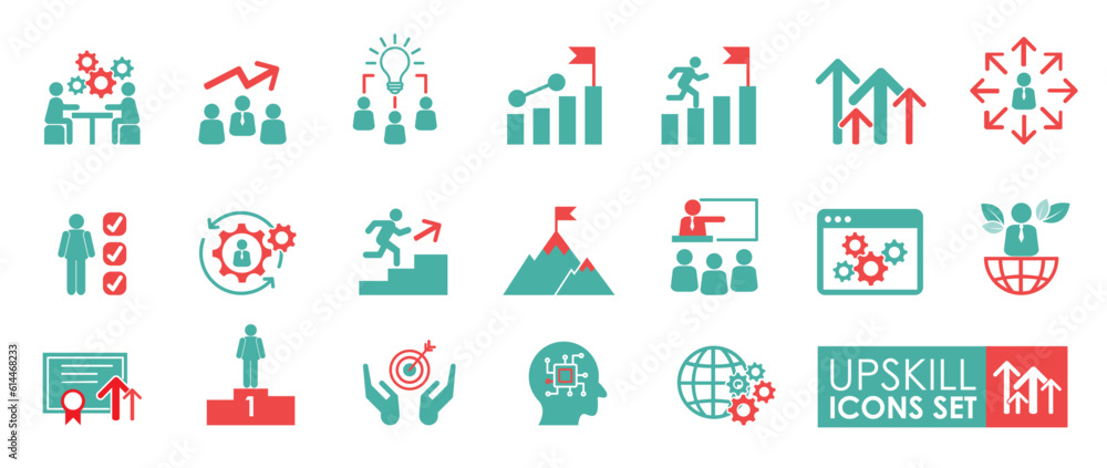 Poster Set of upskilling icons, upskilling, personal growth ...