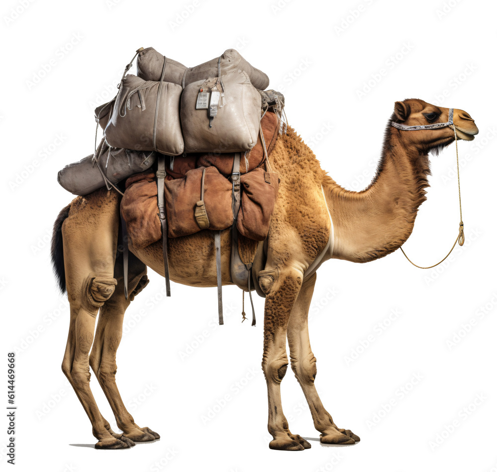 Camel with saddlebag isolated on the transparent background PNG. AI ...