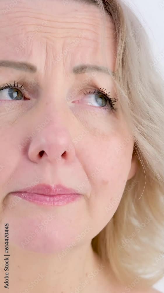 hide tears woman cries sadly looks cry without tears sighs lowers eyes ...