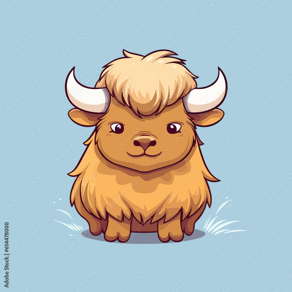 Buffalo. Cute little cartoon kawaii anime character. domestic Pet. wild ...
