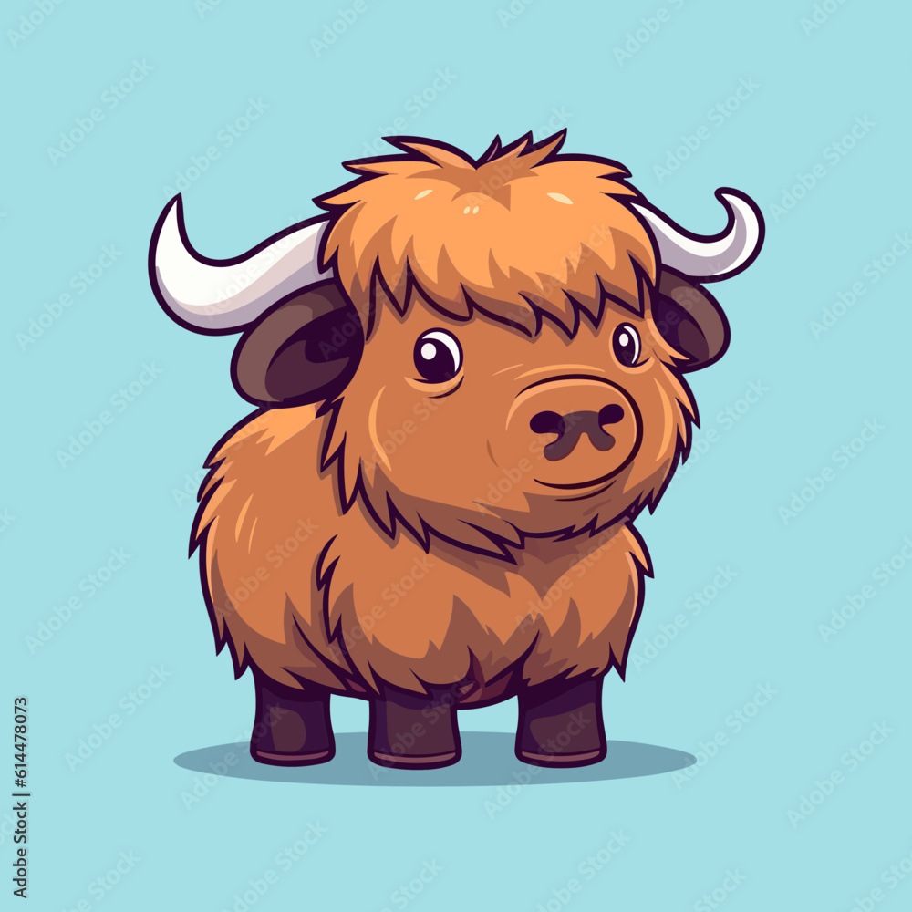 Buffalo. Cute little cartoon kawaii anime character. domestic Pet. wild ...