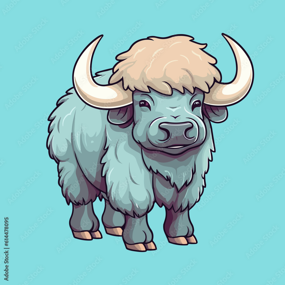 Buffalo. Cute little cartoon kawaii anime character. domestic Pet. wild ...