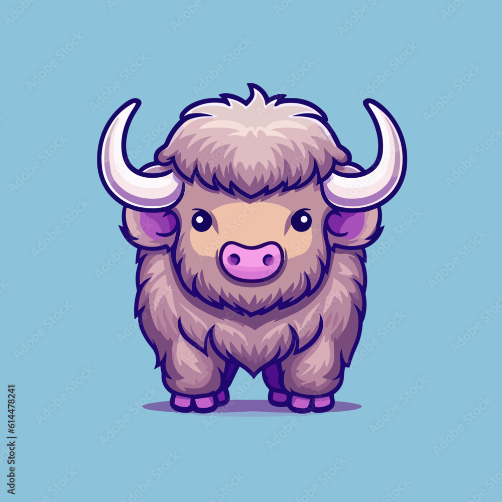 Buffalo. Cute little cartoon kawaii anime character. domestic Pet. wild ...