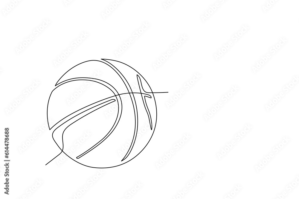 Single one line drawing of basketball ball. One line drawing of ...
