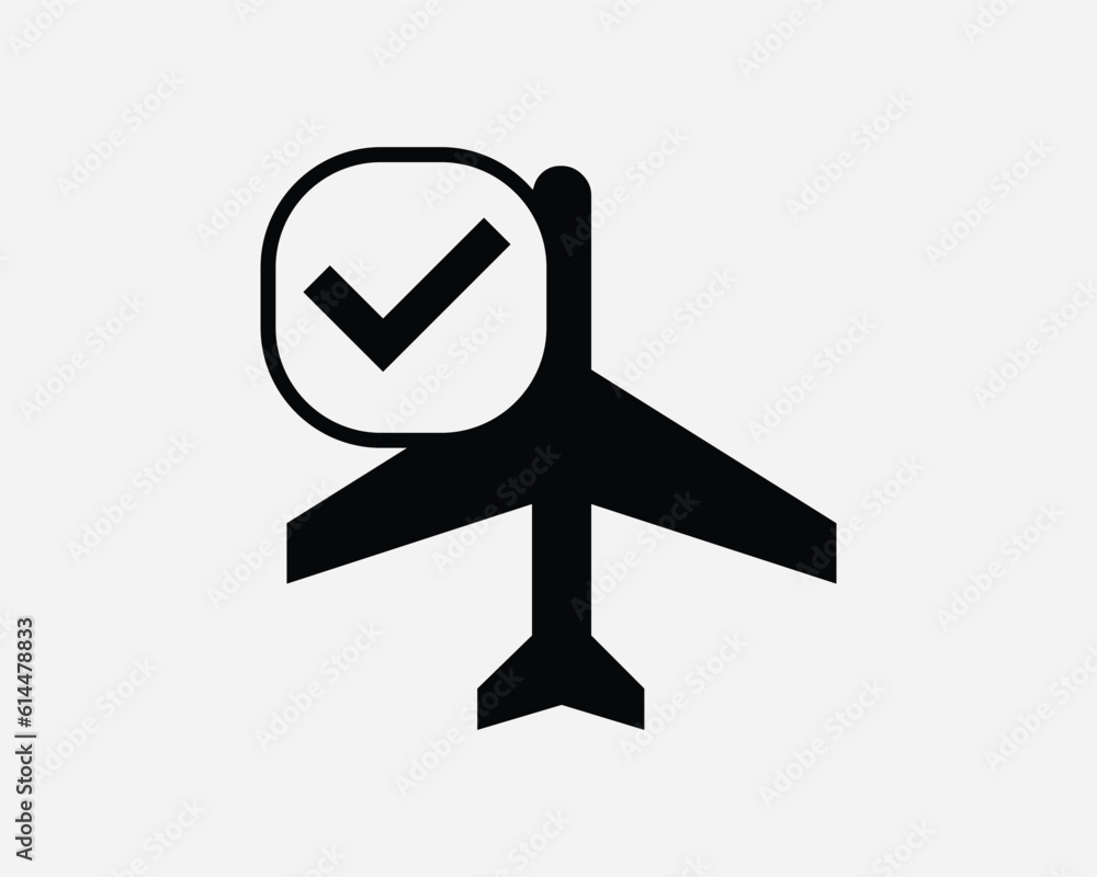 Vetor de Verified Flight Icon. Approved Airline Plane Airplane Tick ...