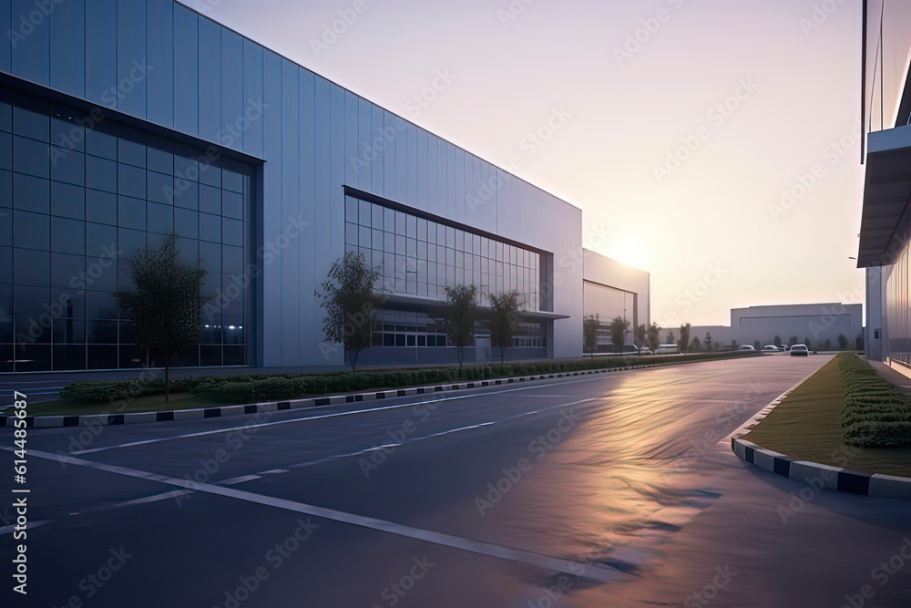 Modern logistics warehouse building structure. AI technology generated ...