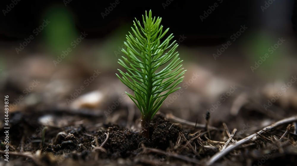 Forest Spruce Sprout. Coniferous tree planted in the ground ...