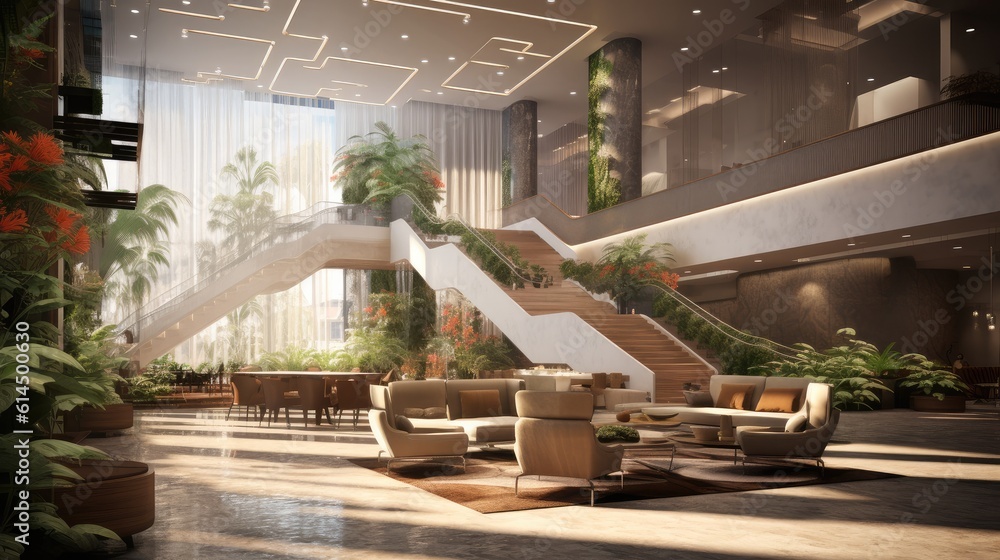 luxury hotel reception hall, Hotel reception hall entrance. Stock ...