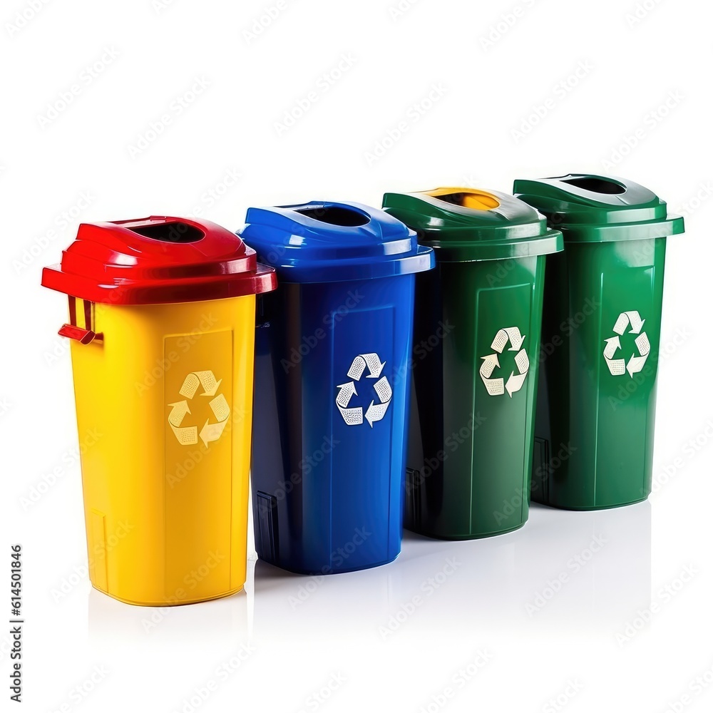 Recycling Bins Set, Garbage bins in 4 Different Color, Color coded ...