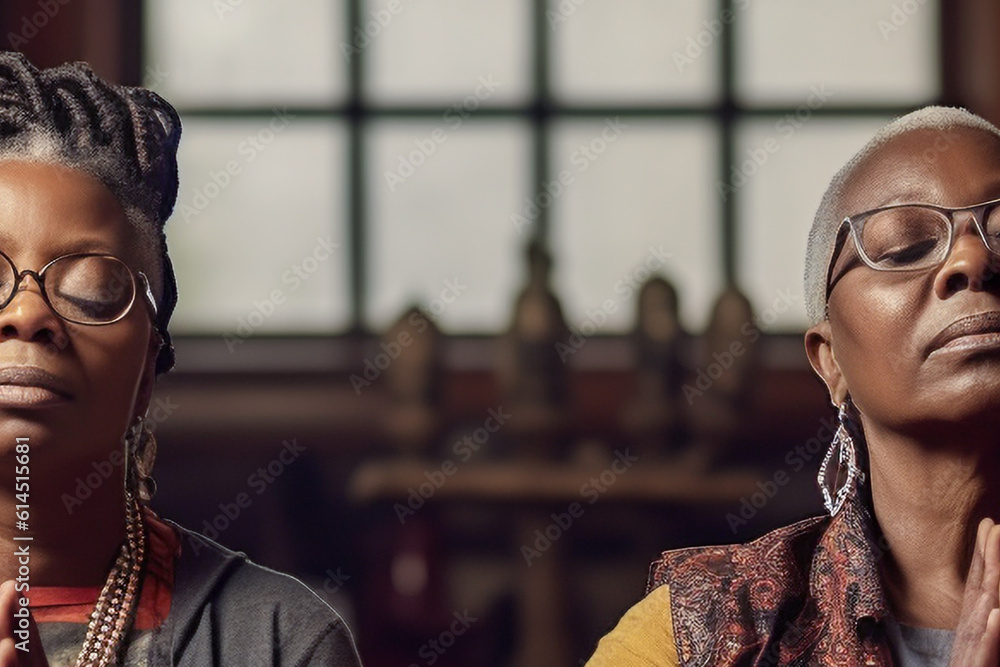 International senior generative ai lesbian couple practicing ...
