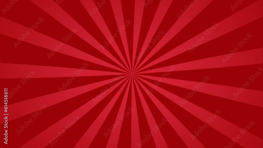 Abstract animation loop background radial lines rotate in red cartoon ...