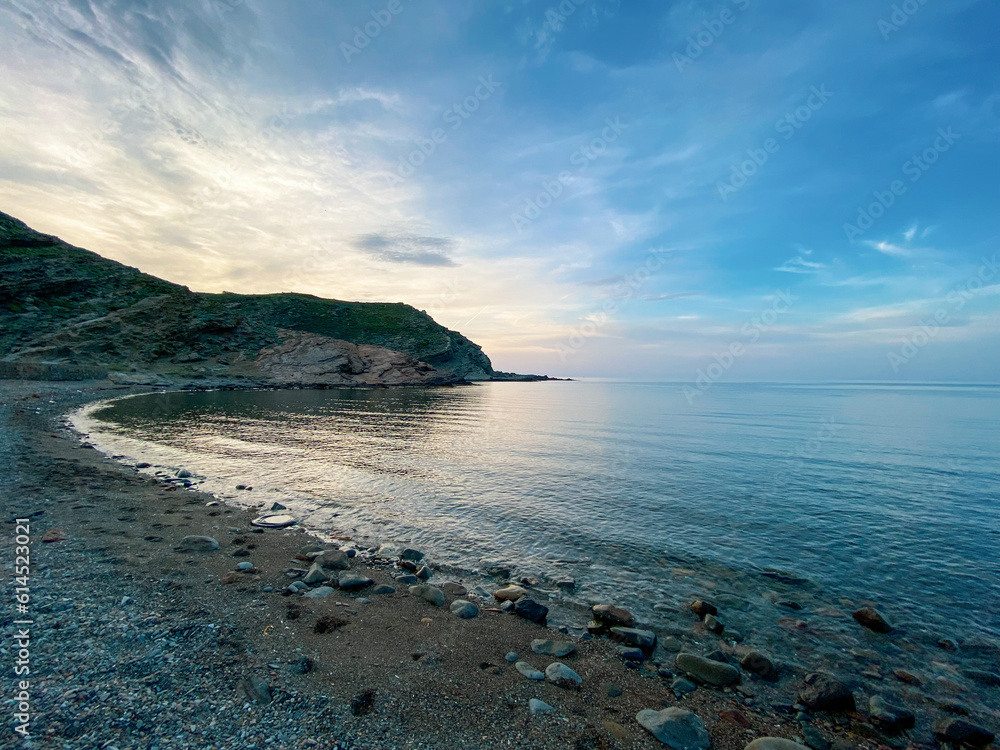 Yildiz Koy beach at sunset, located in Gokceada, with the Greek name of ...