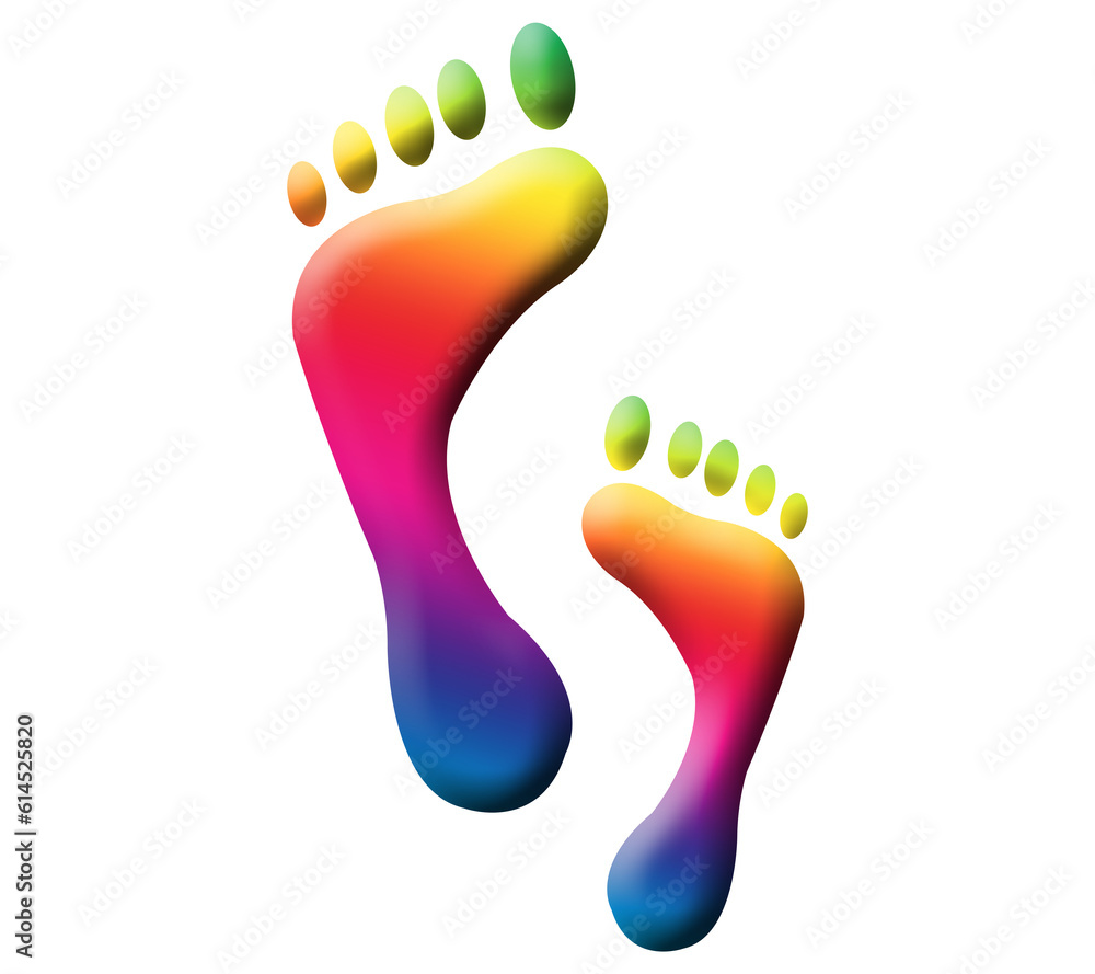 Footprint in rainbow colors on a transparent background, png format ...