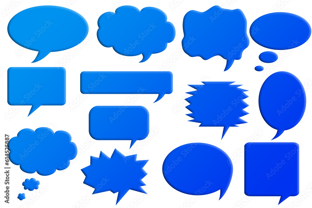 Set of blue speech bubbles isolated on transparent background. Vector ...