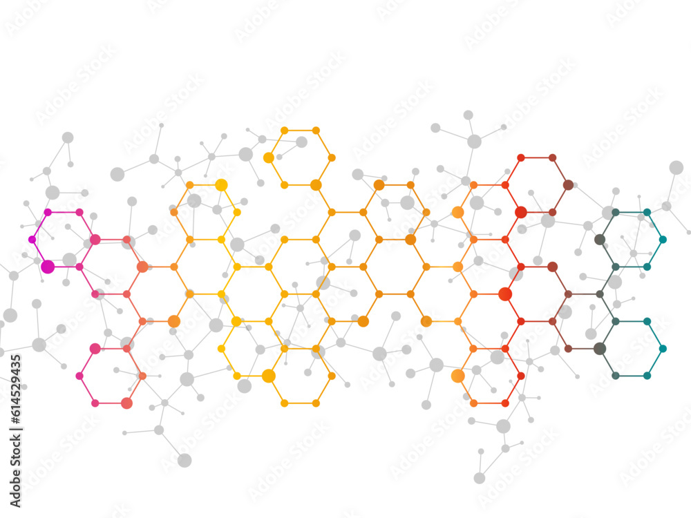 Abstract hexagonal molecules, molecular structure of DNA. Technology ...