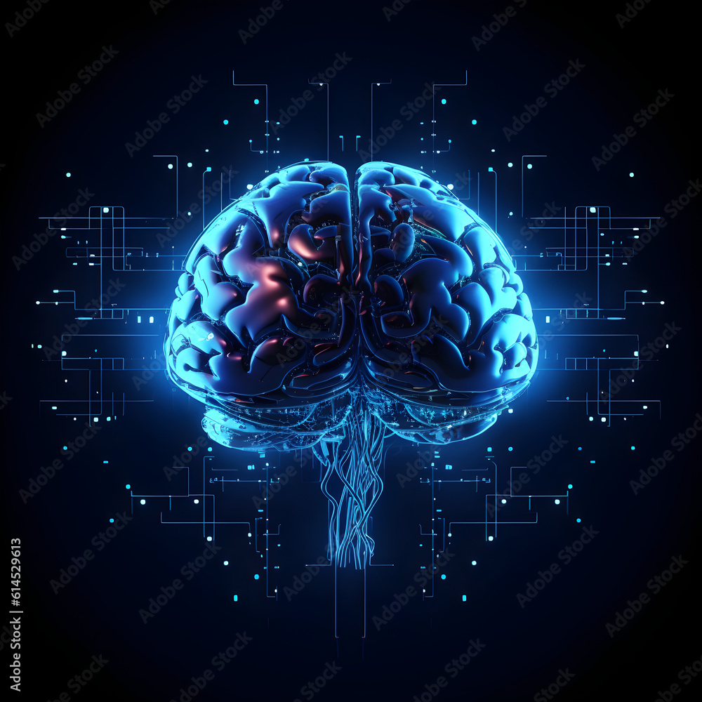 AI Digital Brain scans showing brain activity in the left and right ...