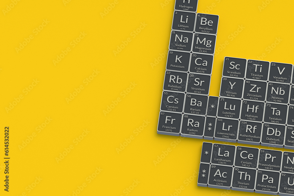 Periodic table of elements. Scientific development. Chemical symbols ...