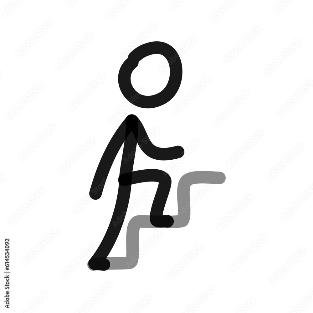 stick figure ascending stairs line art doodle Stock Vector | Adobe Stock
