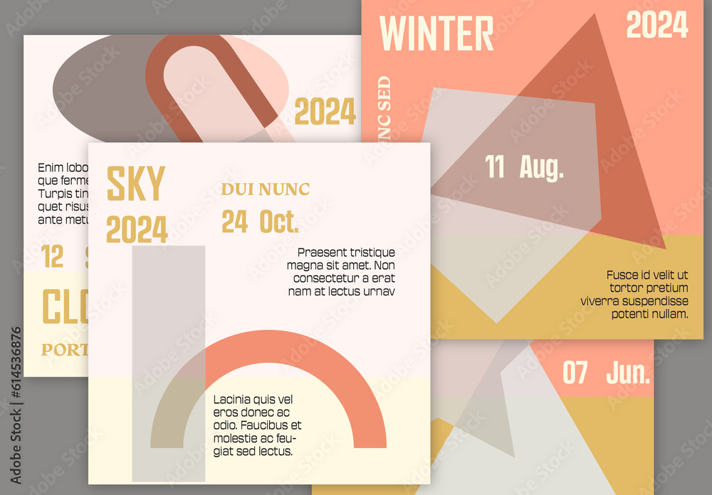 Social Media Square Post Layout Simple Overlapping Geometrical Shapes ...