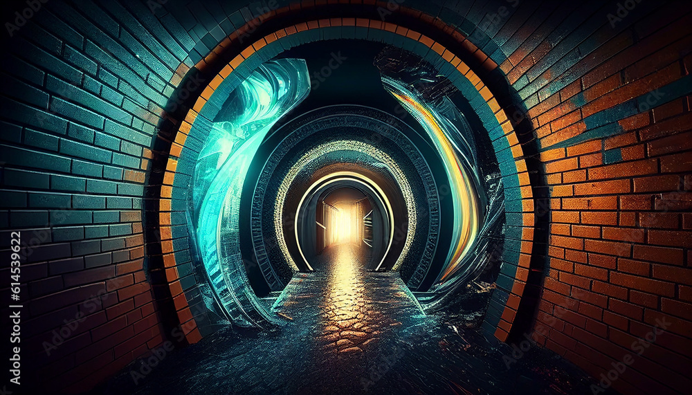Abstract tunnel background, The digital representation of the ...