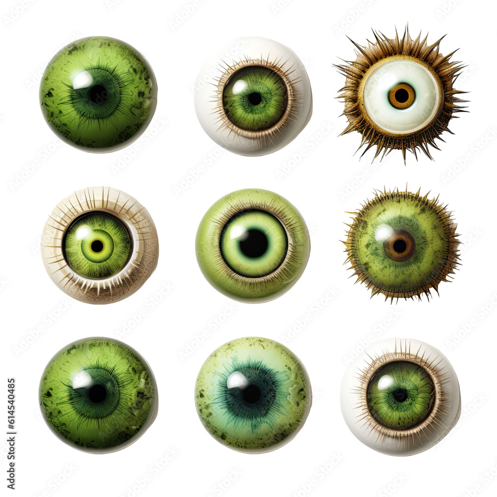 collection of monster eyes isolated on a transparent background ...