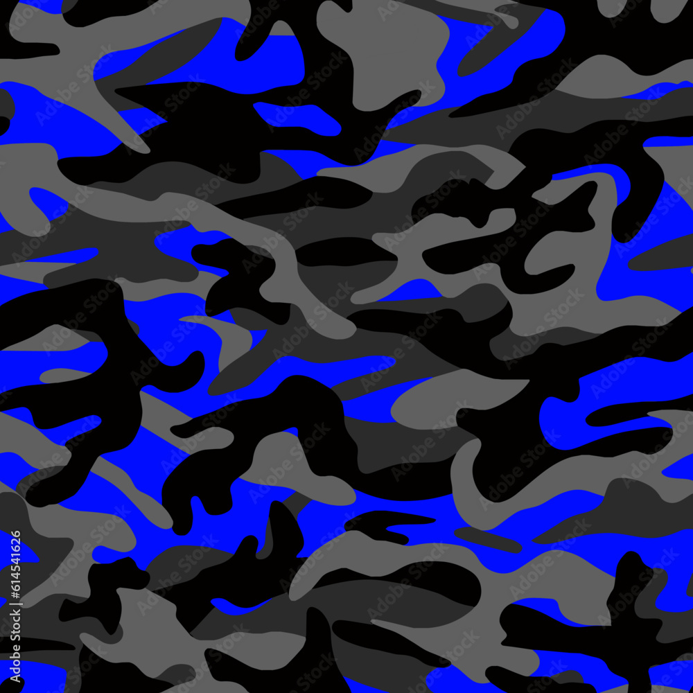 Seamless Camouflage Digital Paper VECTOR CAMO in Neon Blue. EPS PNG SVG ...