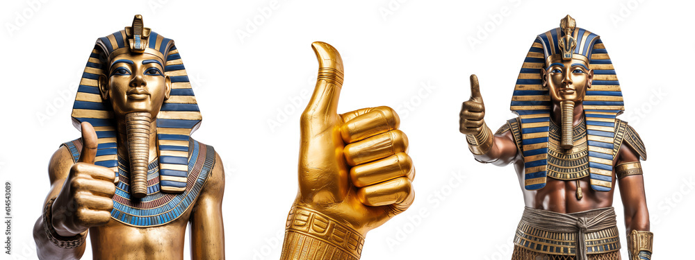 Pharaoh golden thumbs up isolated on transparent background ...
