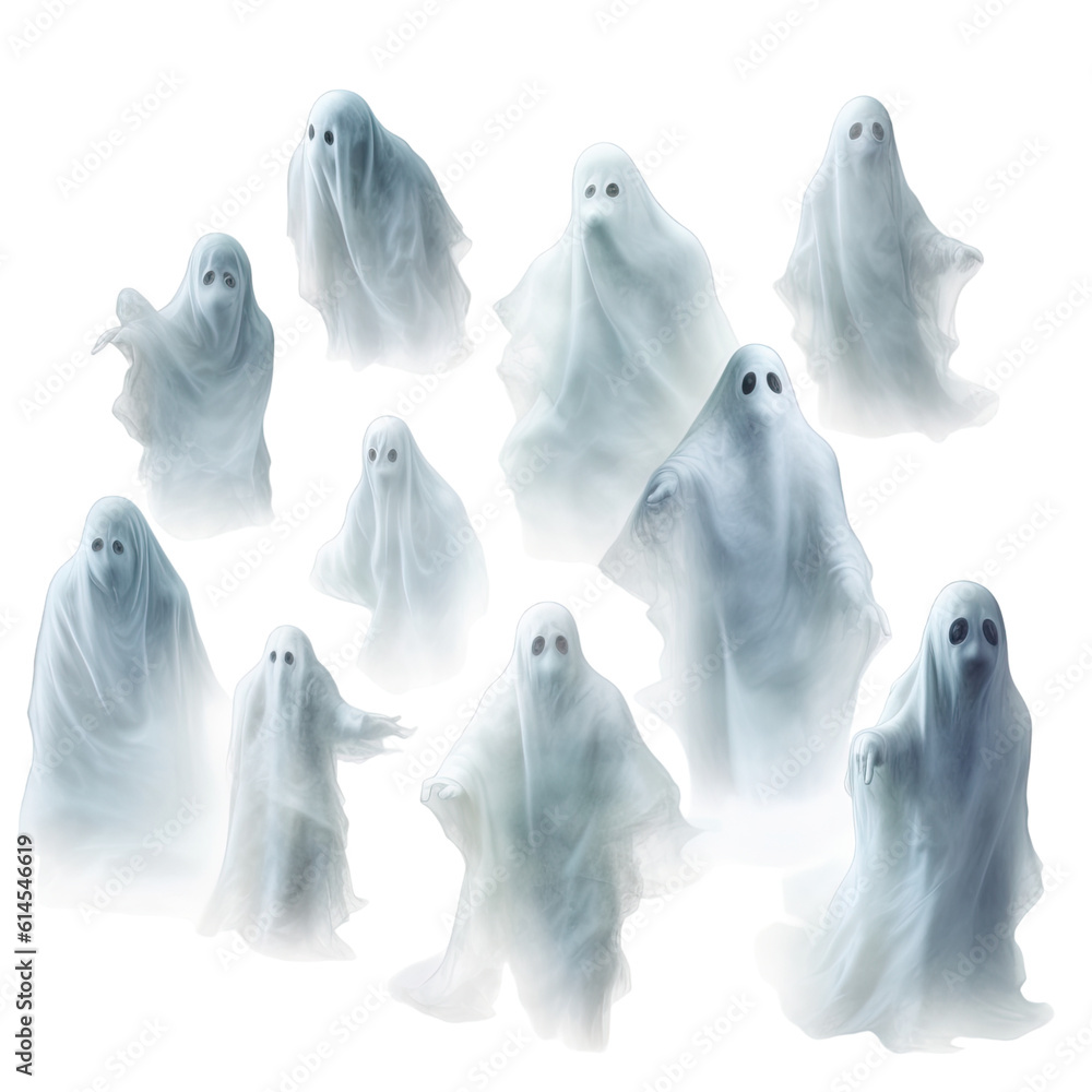 ghostly apparitions a isolated on a transparent background, generative ...