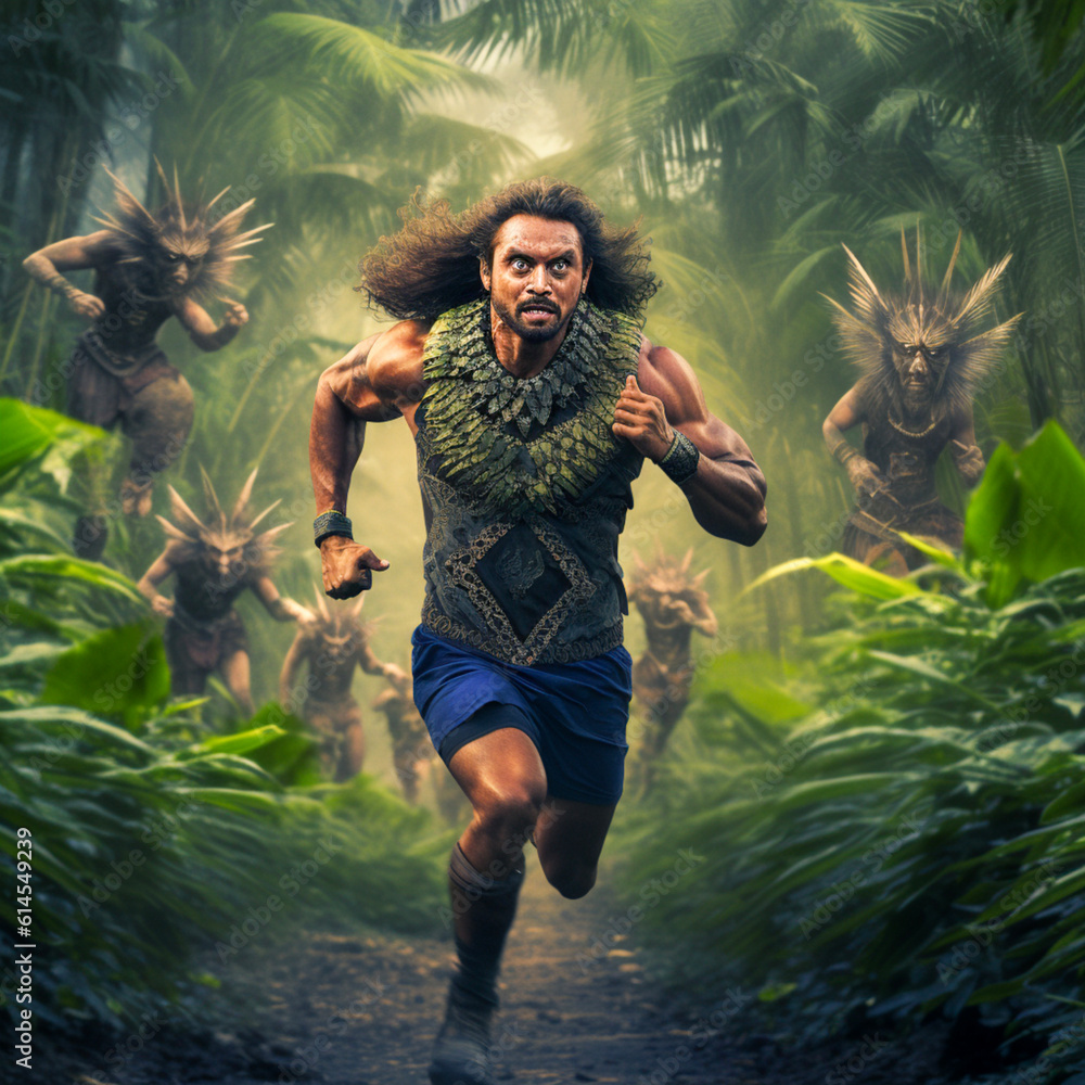 Concept Art generated using AI of a Jungle Guy Running from the Worst ...