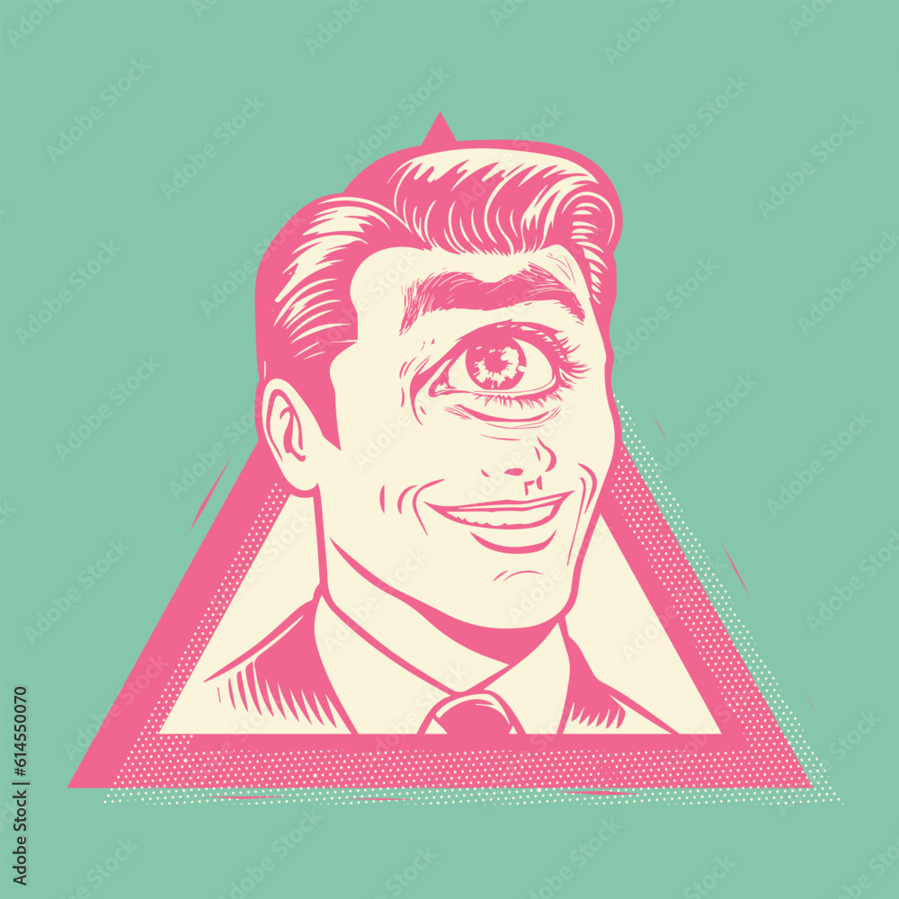 retro cartoon illustration of a mutant with one eye Stock Vector ...