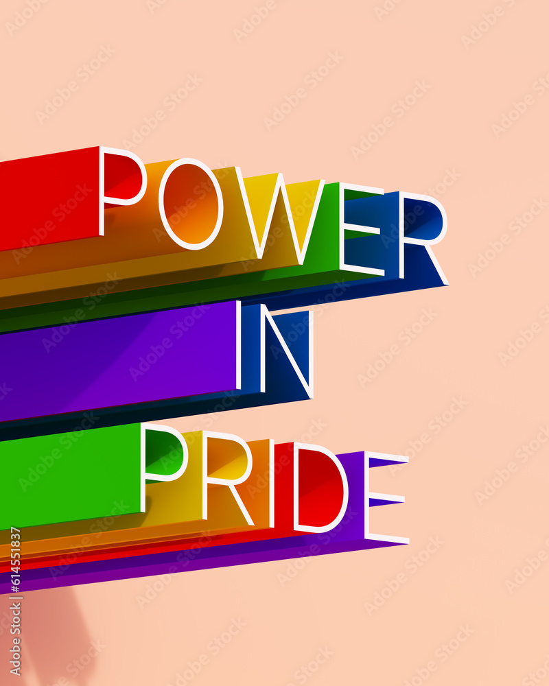 LGB LGBT LGBTQ LGBTQIAS2 Pride In Power 3d Text Typescript Abstract ...