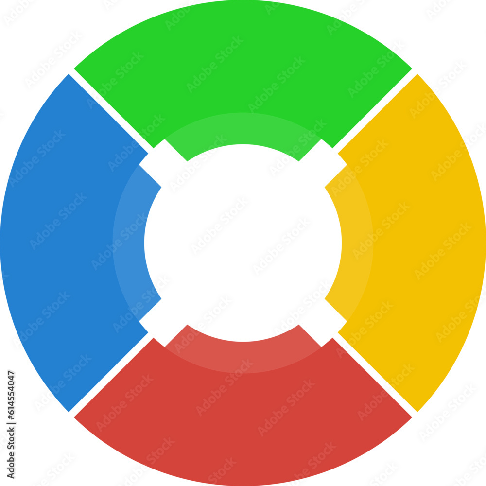Infographic Pie Flow Chart Diagram with 4 Sections Stock Vector | Adobe ...