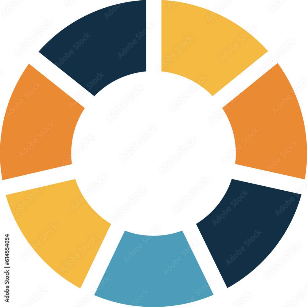 Infographic Pie Flow Chart Diagram with 7 Sections Stock Vector | Adobe ...