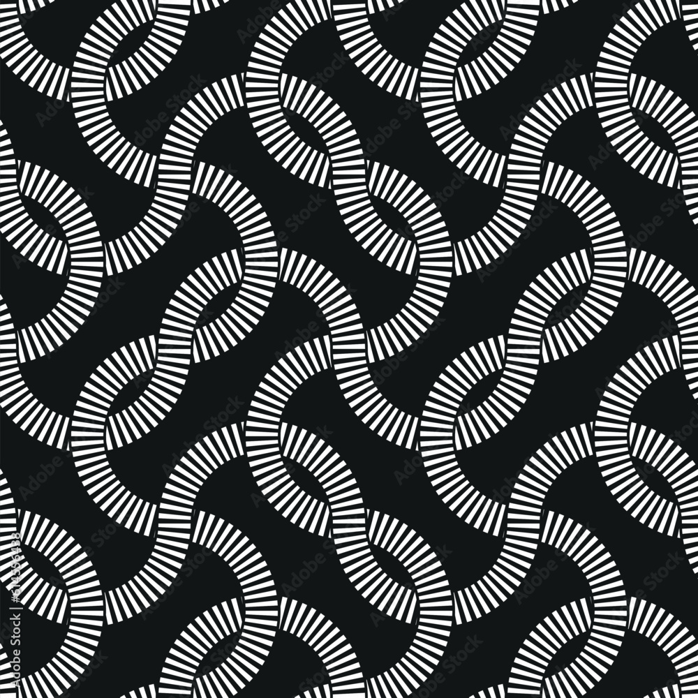 Abstract Geometric Composition Of Tangled Lines On A Black Background Black And White Striped