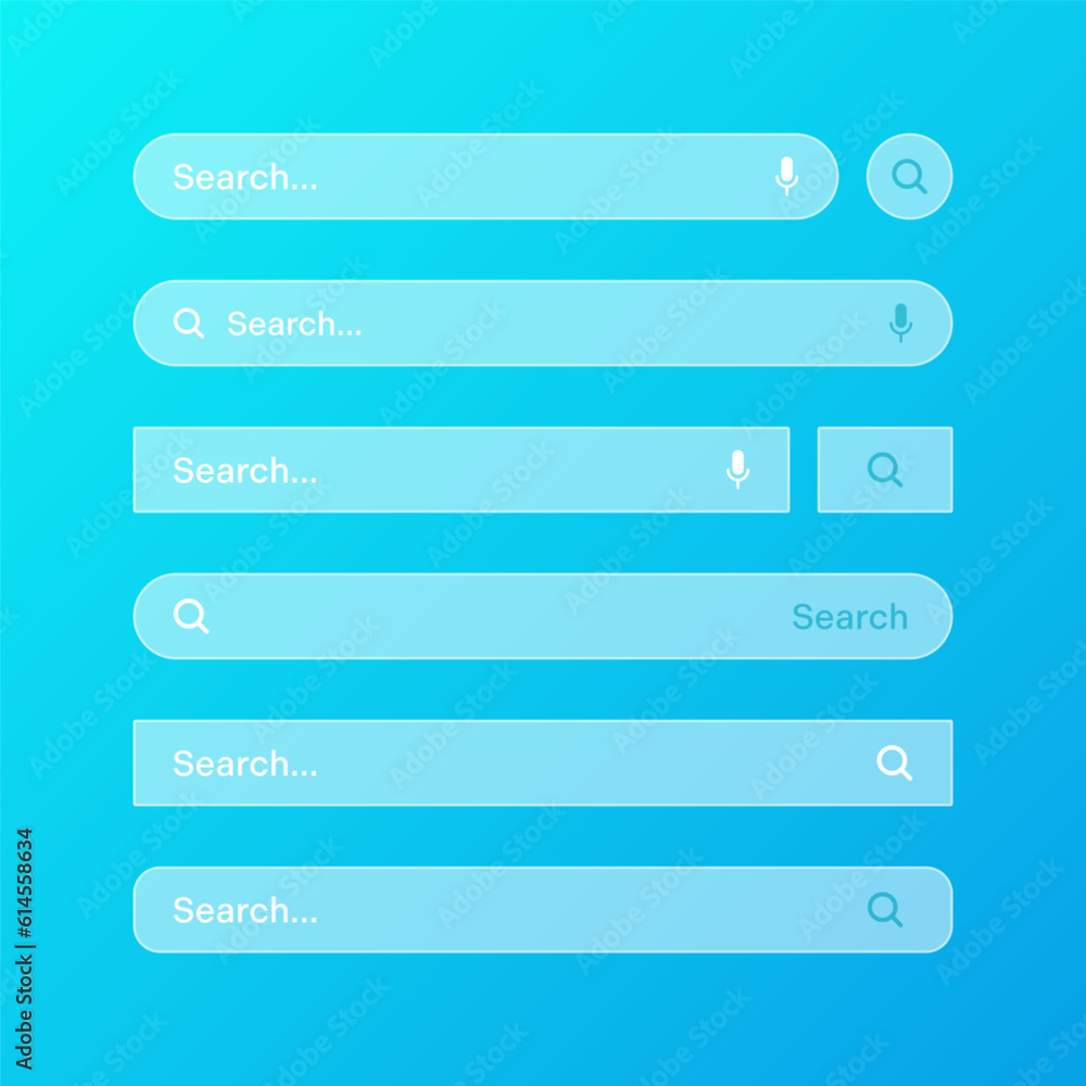 Various transparent search bar templates. Internet browser engine with ...