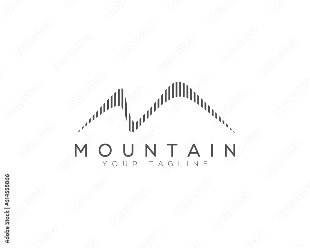 M letter mountain unique line art logo design. Simple and modern ...