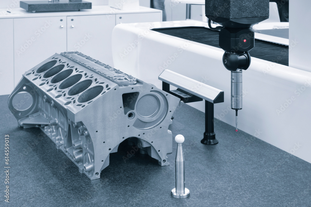 Quality control on milling CNC machine, coordinate measuring machine ...