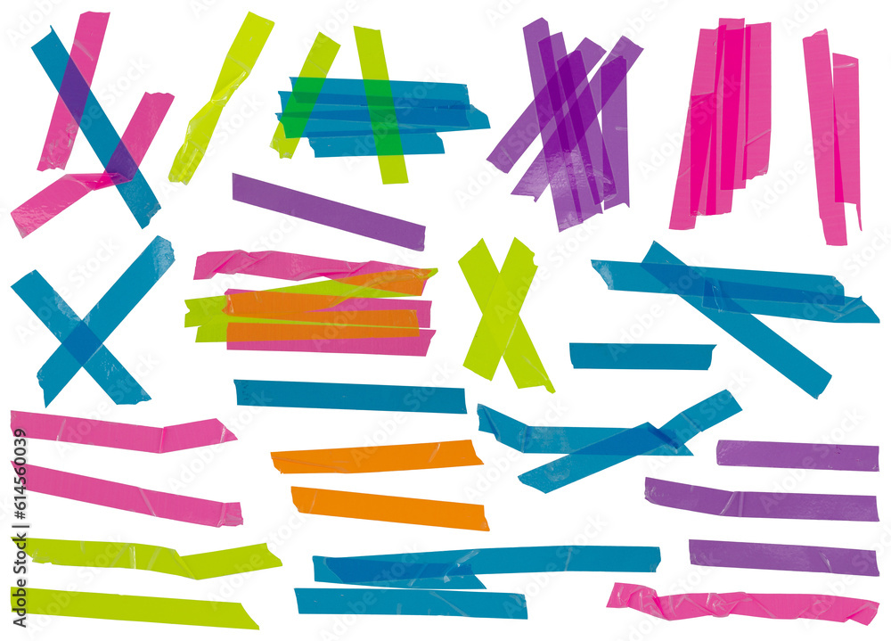 Multi-colored adhesive tape, large set of bright strips of self ...