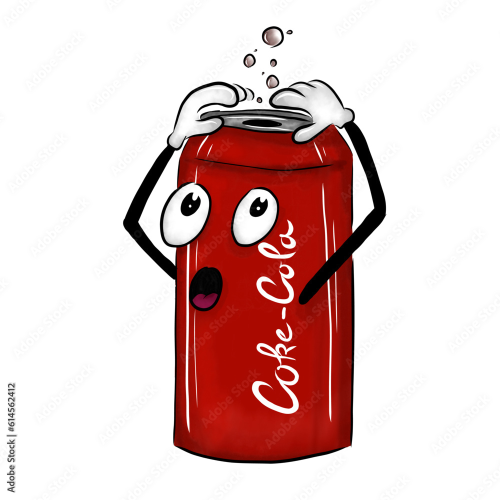 Cartoon red coke can draw character Stock Vector | Adobe Stock