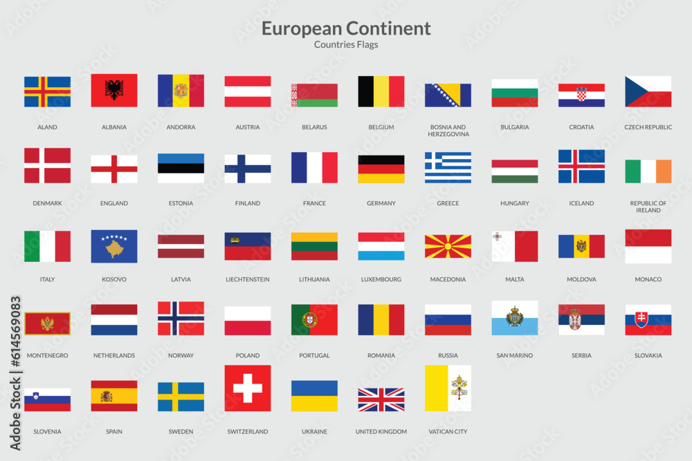 European Continent Rectangle flag icon Stock Vector | Adobe Stock