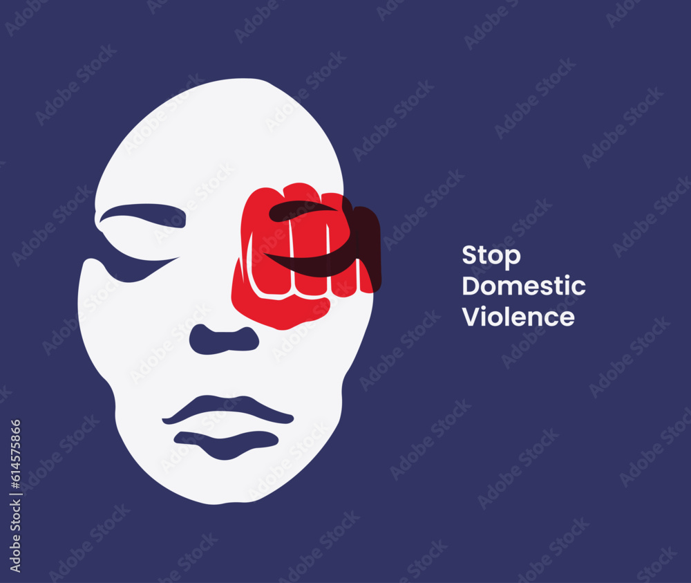 Stop, domestic violence, creative social issue, flat illustration ...