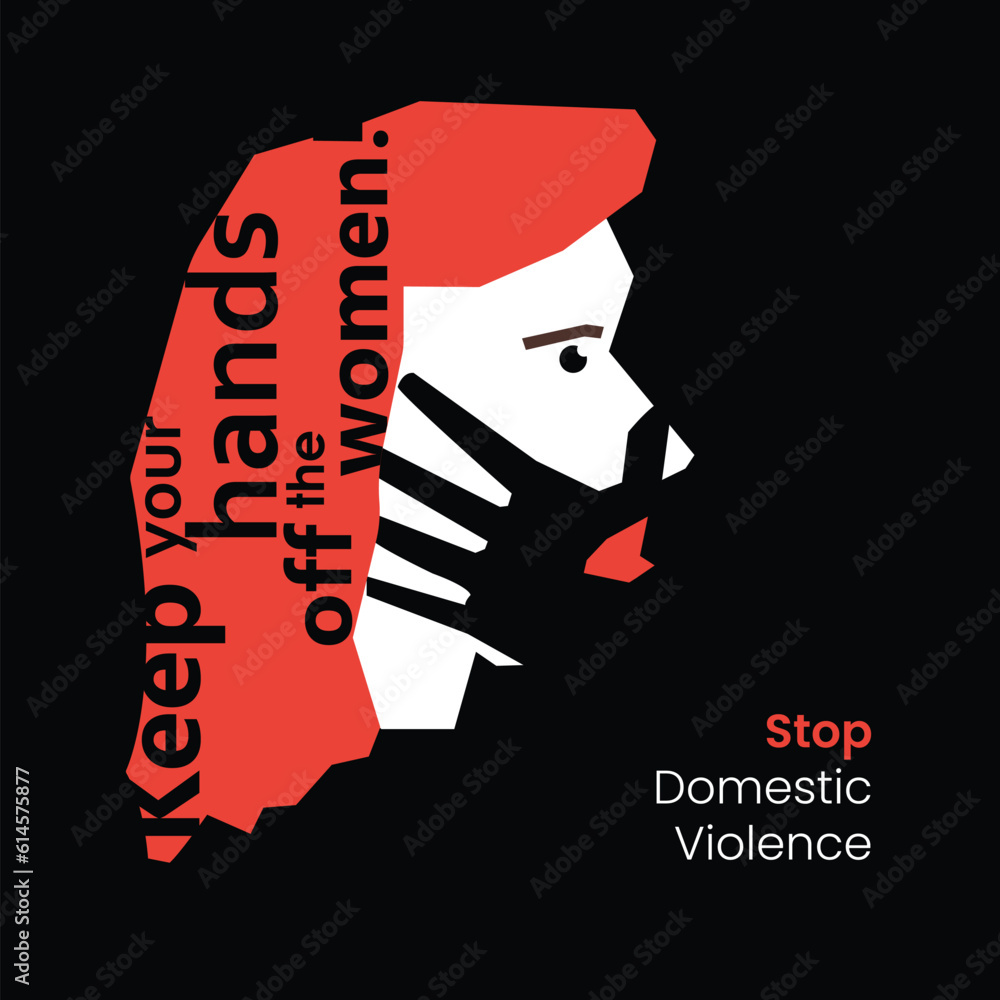 Vetor de Stop, domestic violence, creative social issue, flat ...