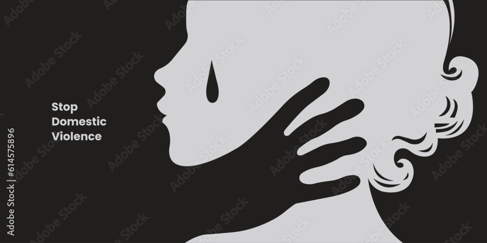 Stop, domestic violence, creative social issue, flat illustration ...