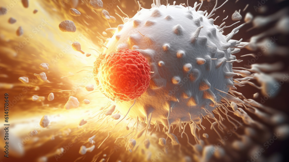 An illustration of white blood cells that attack harmful pathogens in ...