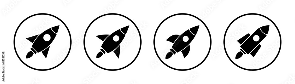 Rocket icon set illustration. Startup sign and symbol. rocket launcher ...