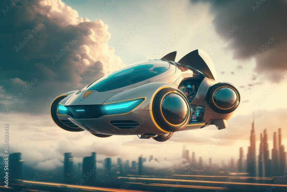 Futuristic model of a flying car. AI generated, human enhanced. Stock ...