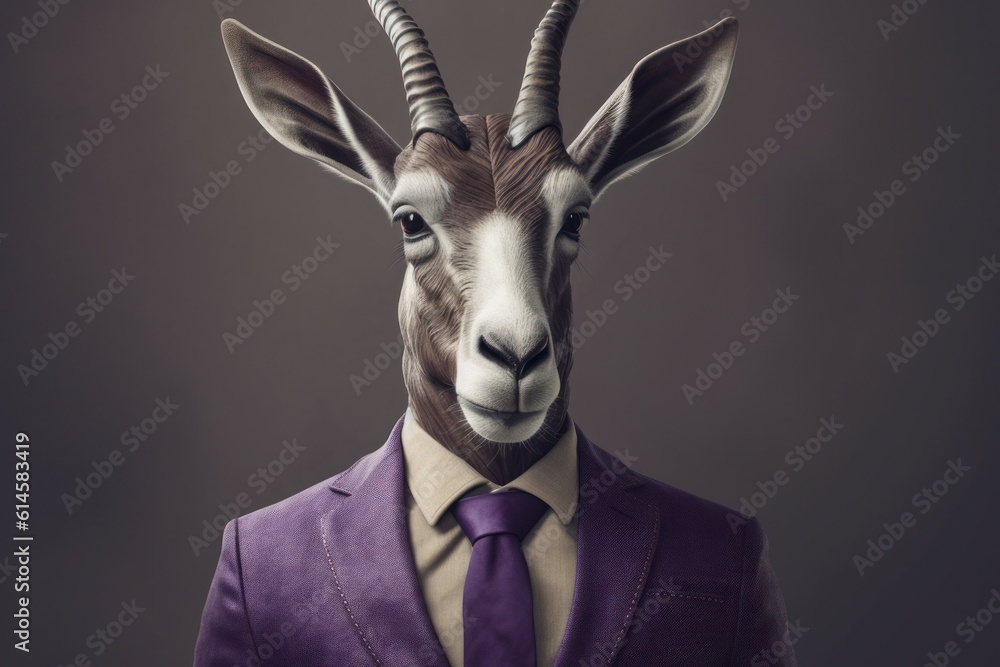 Anthropomorphic antelope dressed in a suit like a businessman. Business ...