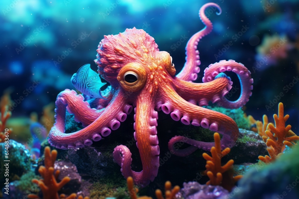Beautiful octopus at the bottom of the sea. AI generated, human ...