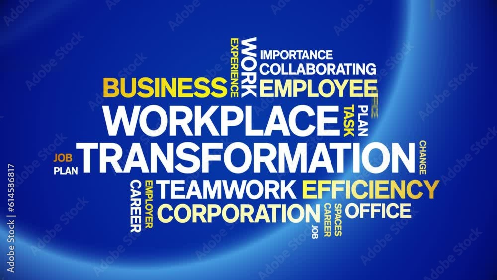 Workplace Transformation animated tag word cloud;text design animation ...